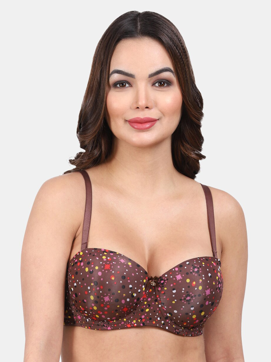 Buy Amour Secret Polka Dot Printed Lightly Padded Medium Coverage Underwired Balconette Bra ...