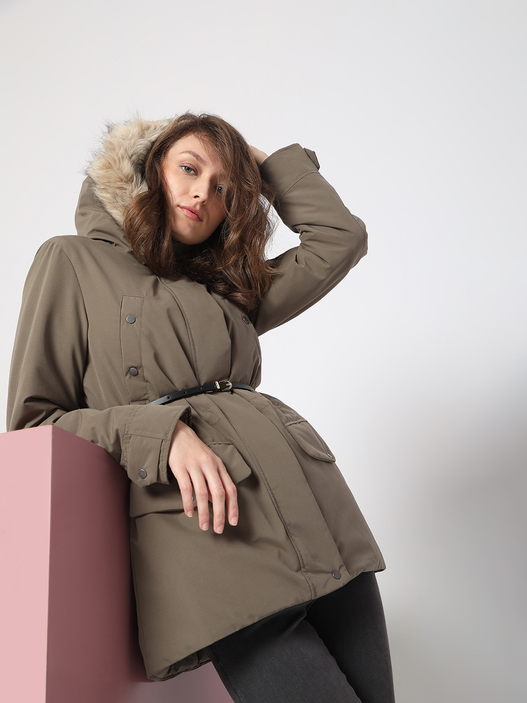 Buy Vero Moda Hooded Longline Parka Jacket With Faux Fur Trim - Jackets ...