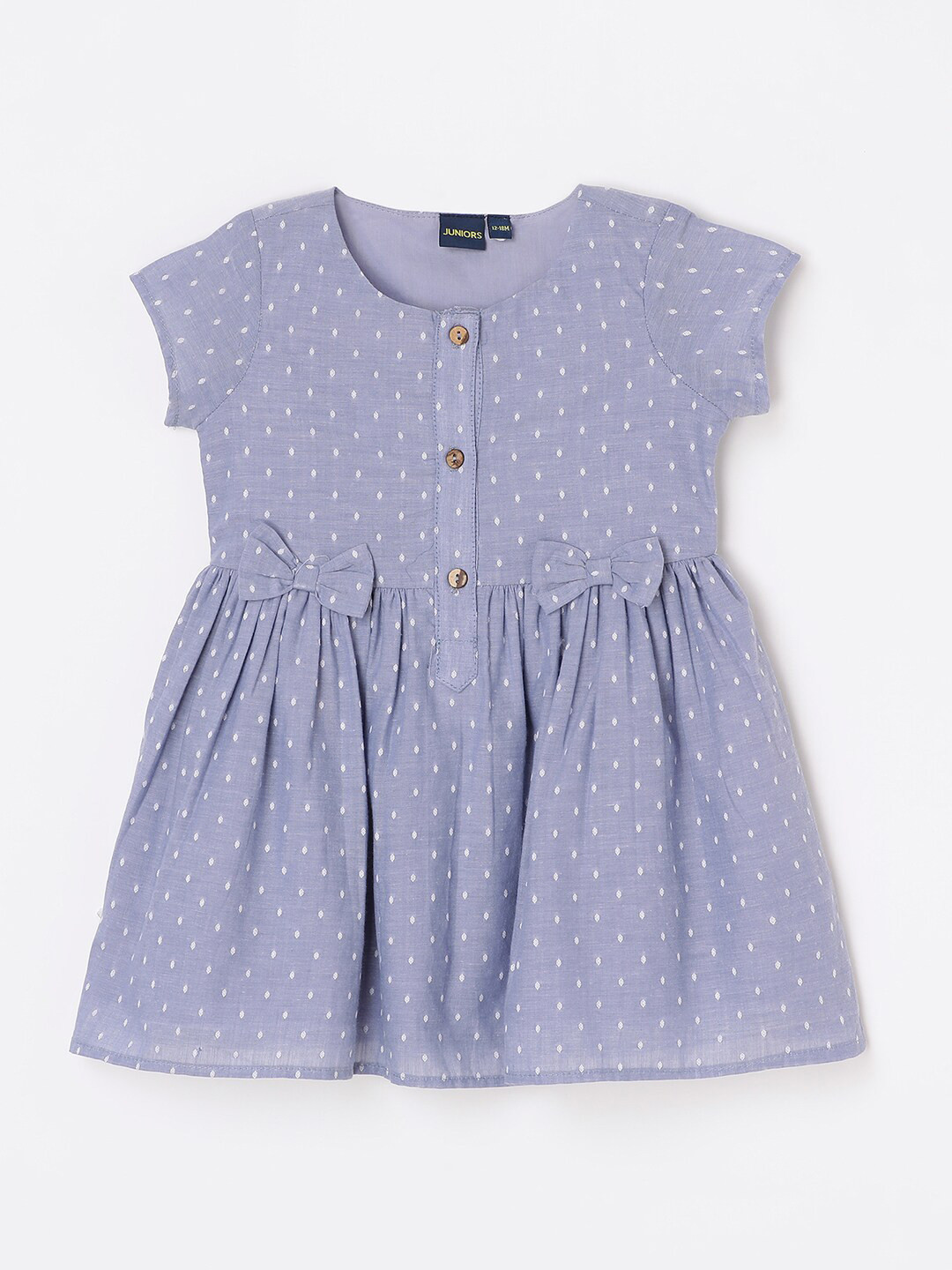 Buy Juniors By Lifestyle Girls Self Design Bow Fit & Flare Pure Cotton ...