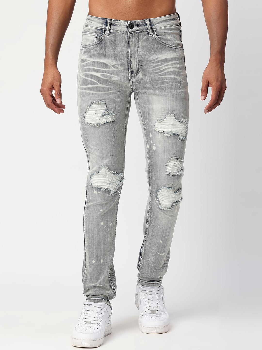Buy WAIMEA Men Skinny Fit Highly Distressed Heavy Fade Stretchable ...