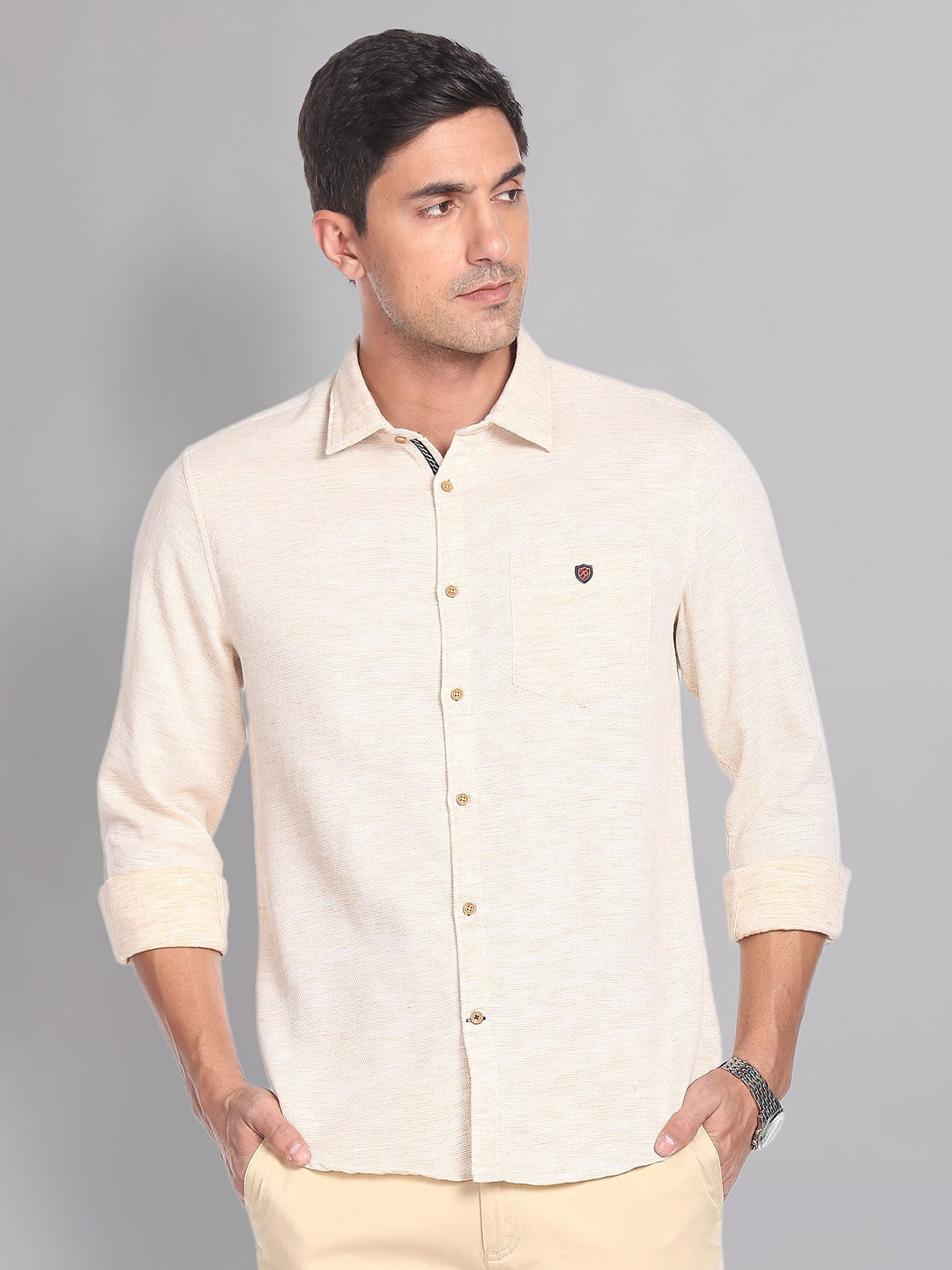 Buy AD By Arvind Spread Collar Slim Fit Cotton Casual Shirt - Shirts ...