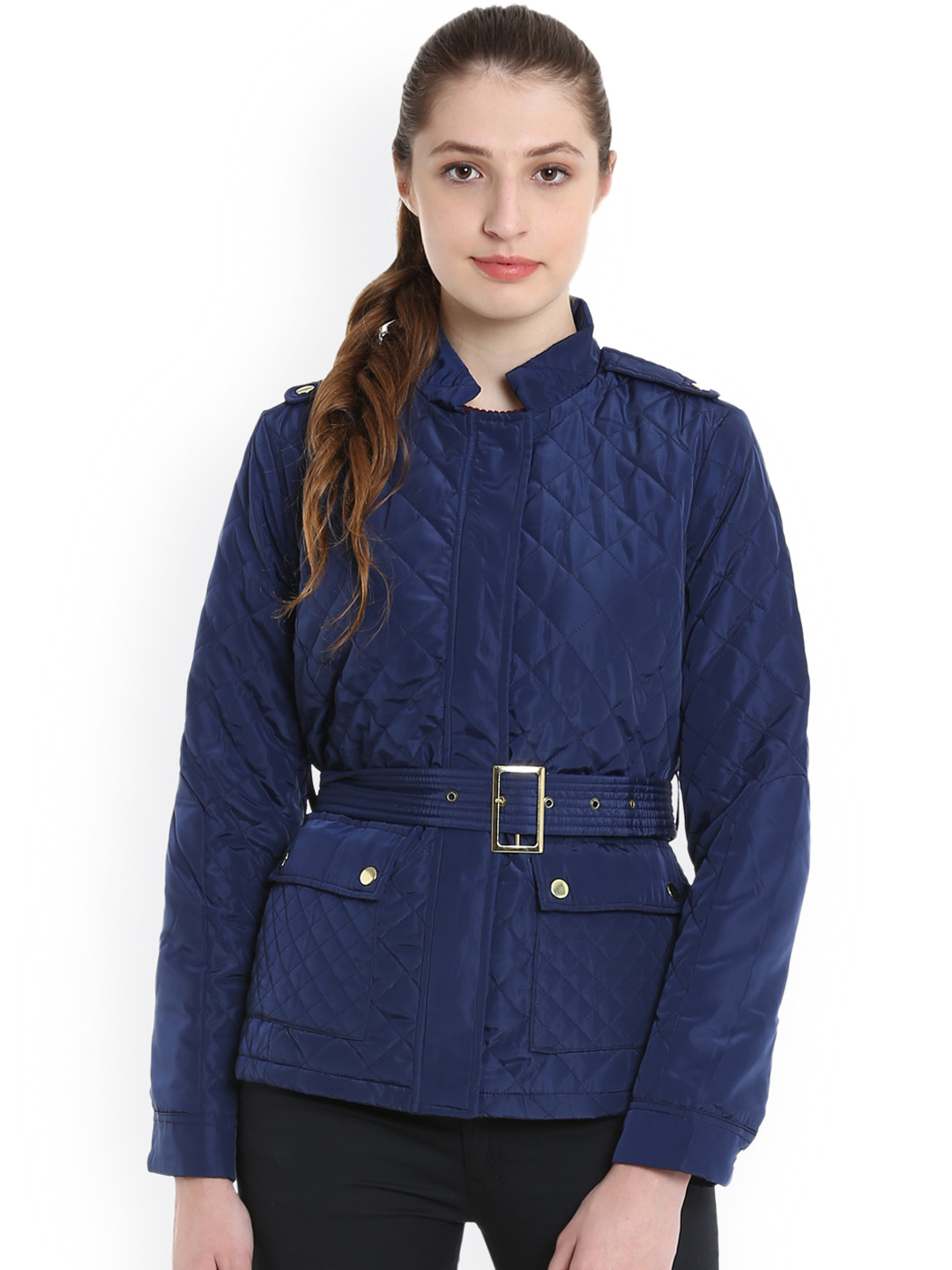 Buy United Colors Of Benetton Women Blue Solid Quilted Jacket - Jackets ...