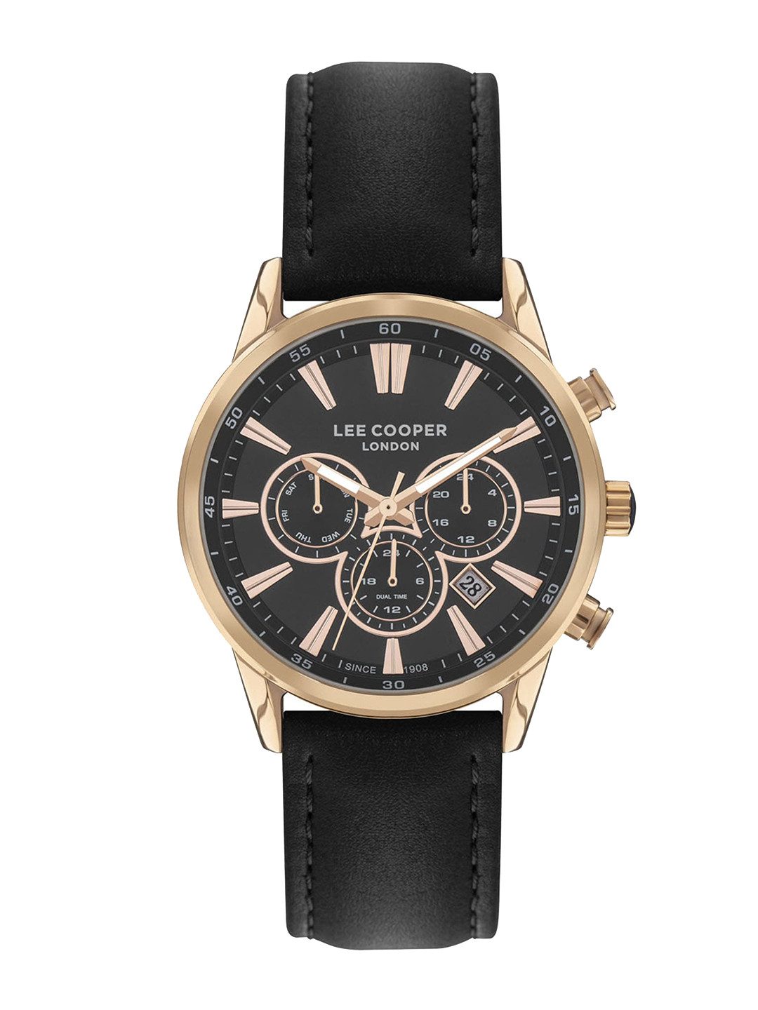 Buy Lee Cooper Men Brass Leather Straps Analogue Multi Function Watch ...