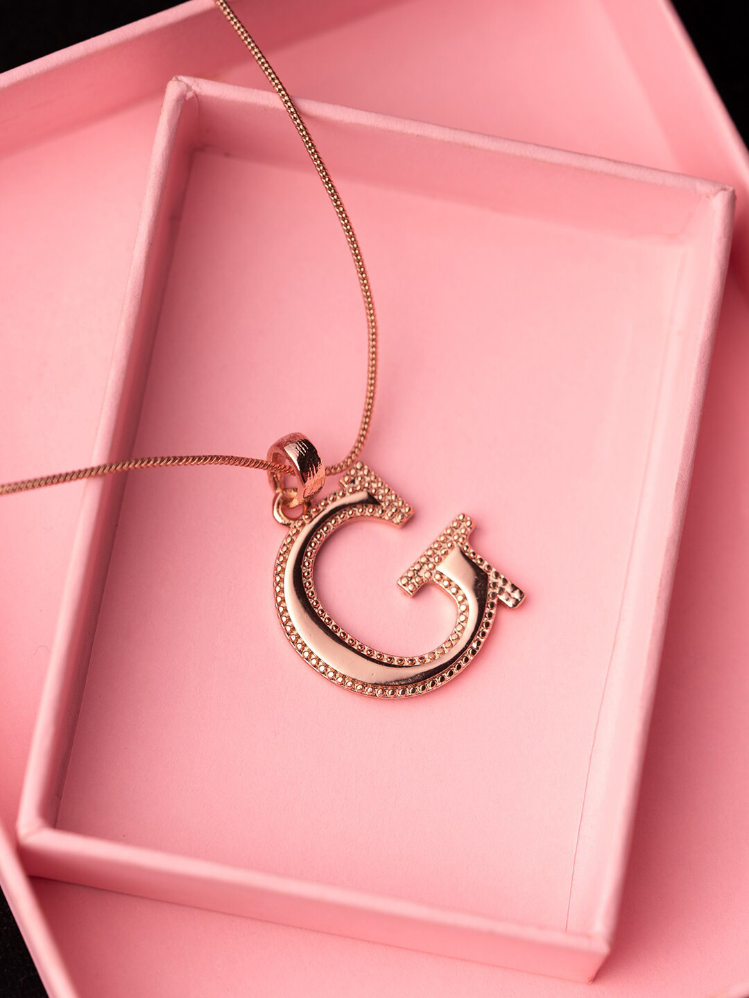 Buy Estele Women Rose Gold Plated G Shaped Pendants With Chains ...