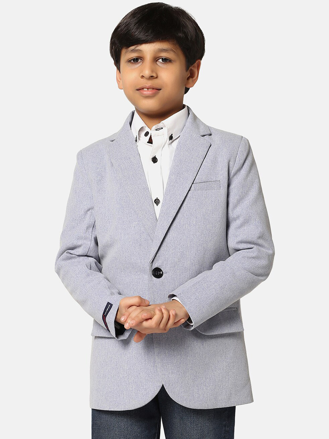 Buy TAHVO Boys Self Design Single Breasted Blazer - Blazers for Boys ...