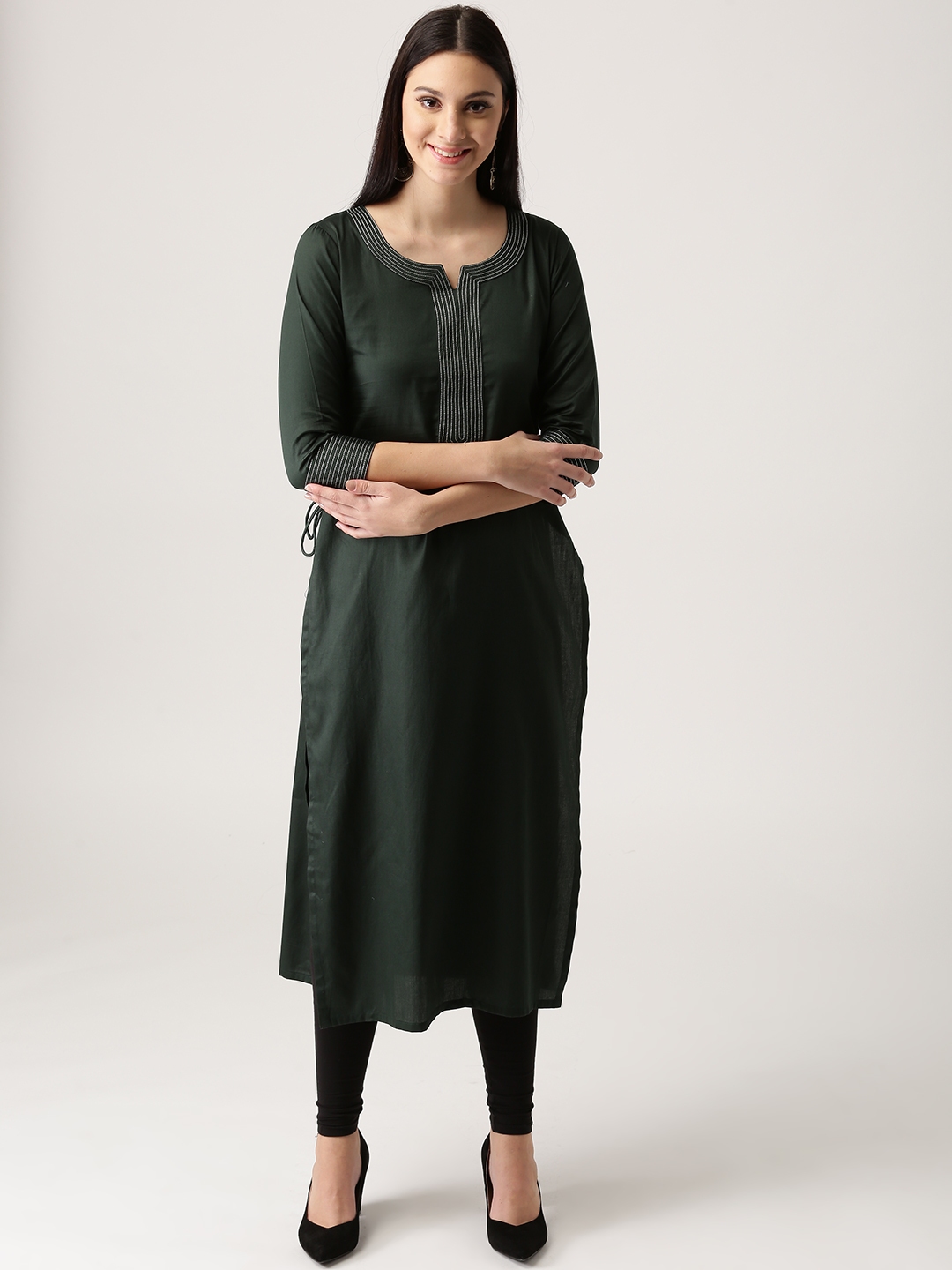 Buy Libas Women Green Solid Straight Kurta Kurtas For Women 2229833