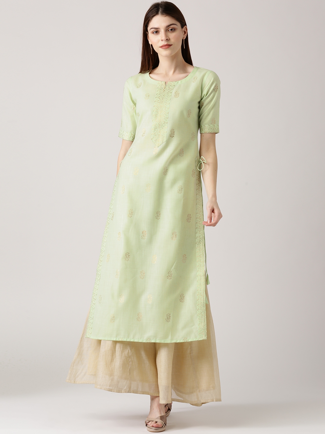 Buy Libas Women Green Printed Straight Kurta Kurtas For Women 2229840