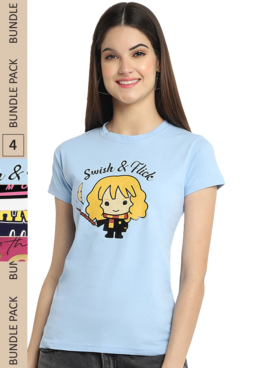 Buy Fabflee Pack Of 4 Typography Printed Cotton T Shirt - Tshirts for ...