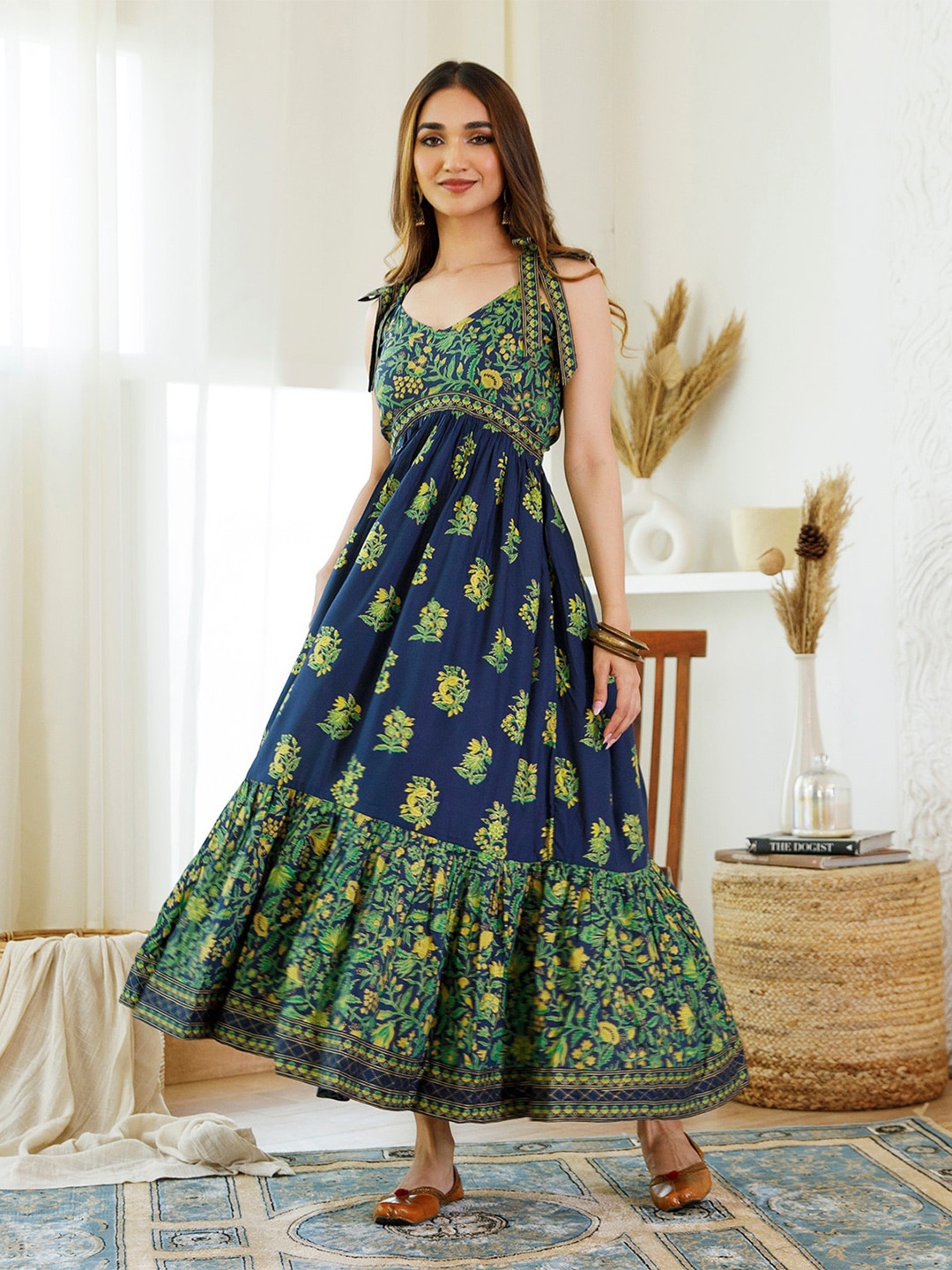 Buy Rustorange Ethnic Motifs Print Maxi Dress - Ethnic Dresses for ...