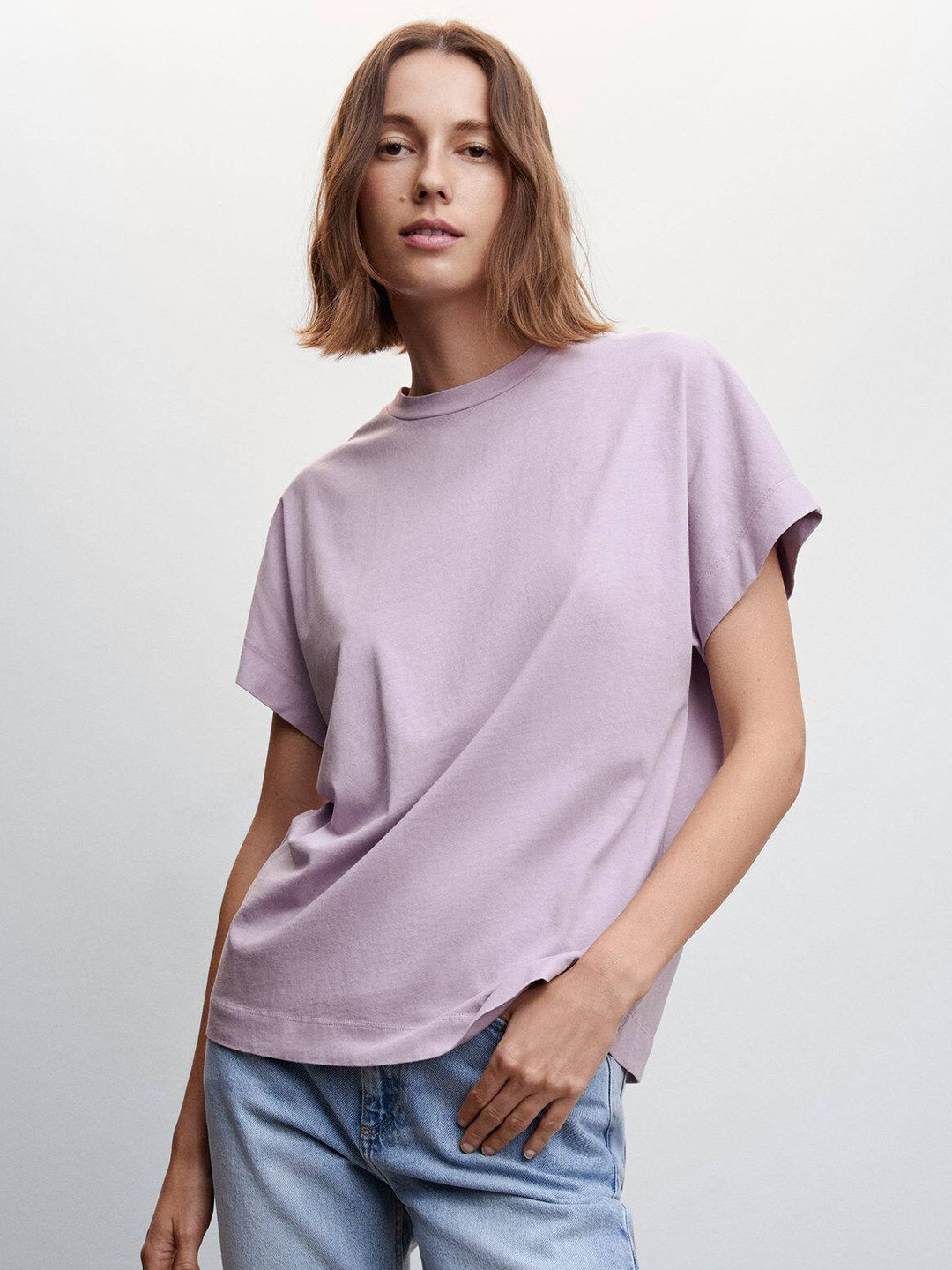Buy MANGO Women Solid Pure Cotton Sustainable T Shirt - Tshirts for ...