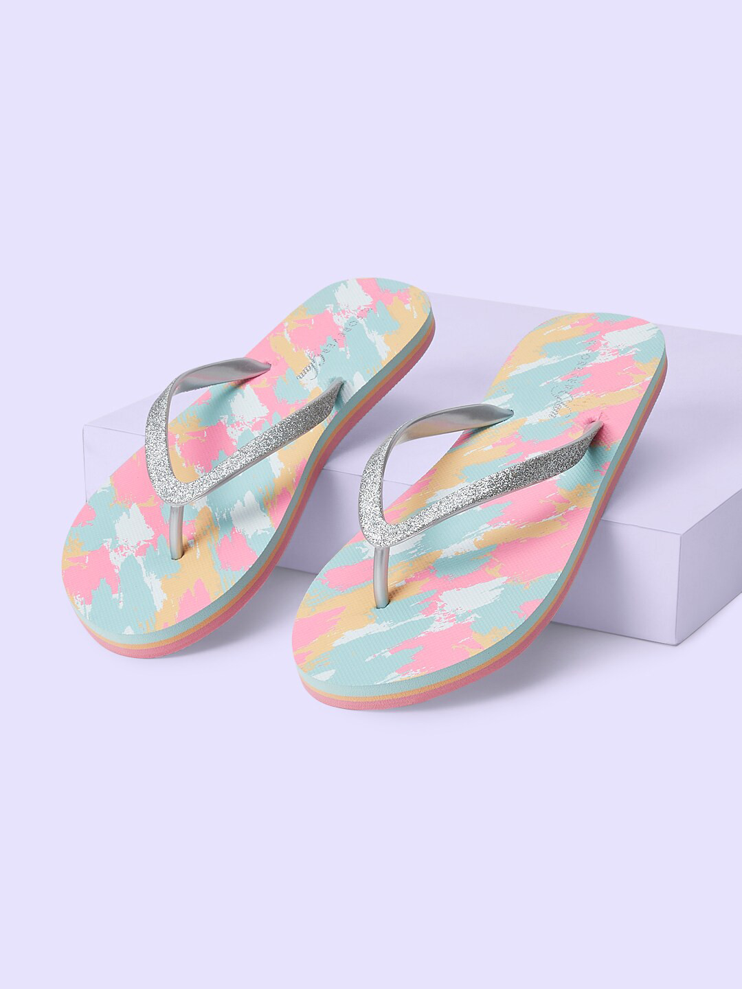 Buy Forever Glam By Pantaloons Women Printed Thong Flip Flops - Flip ...