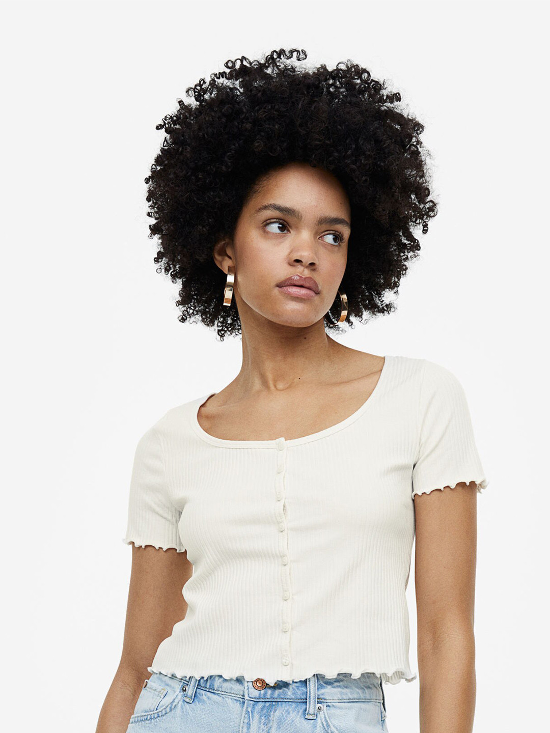 Buy H&M Ribbed Button Front Top - Tops for Women 22311806 | Myntra
