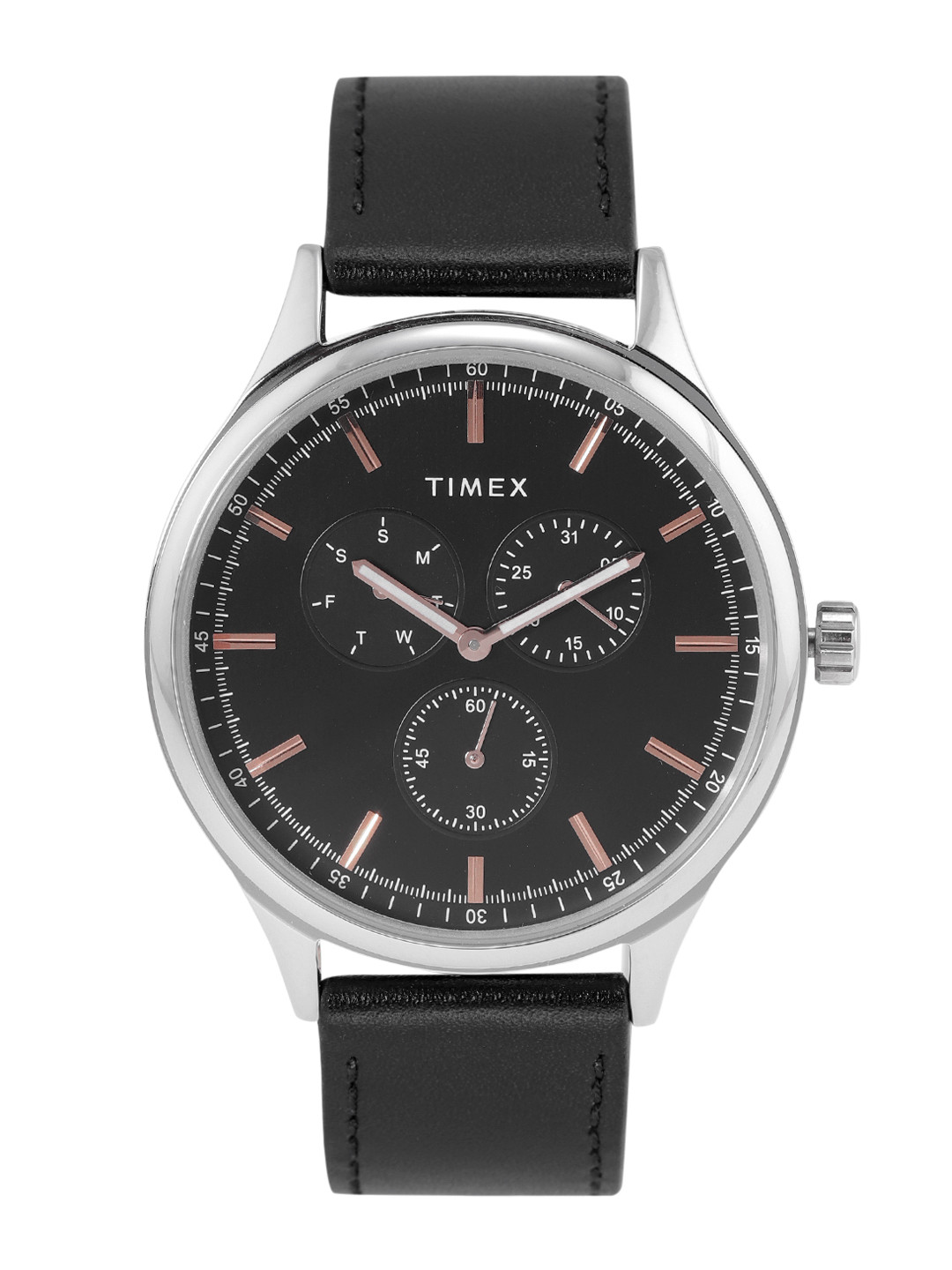 Buy Timex Men Brass Dial & Leather Straps Analogue Multi Function Watch ...