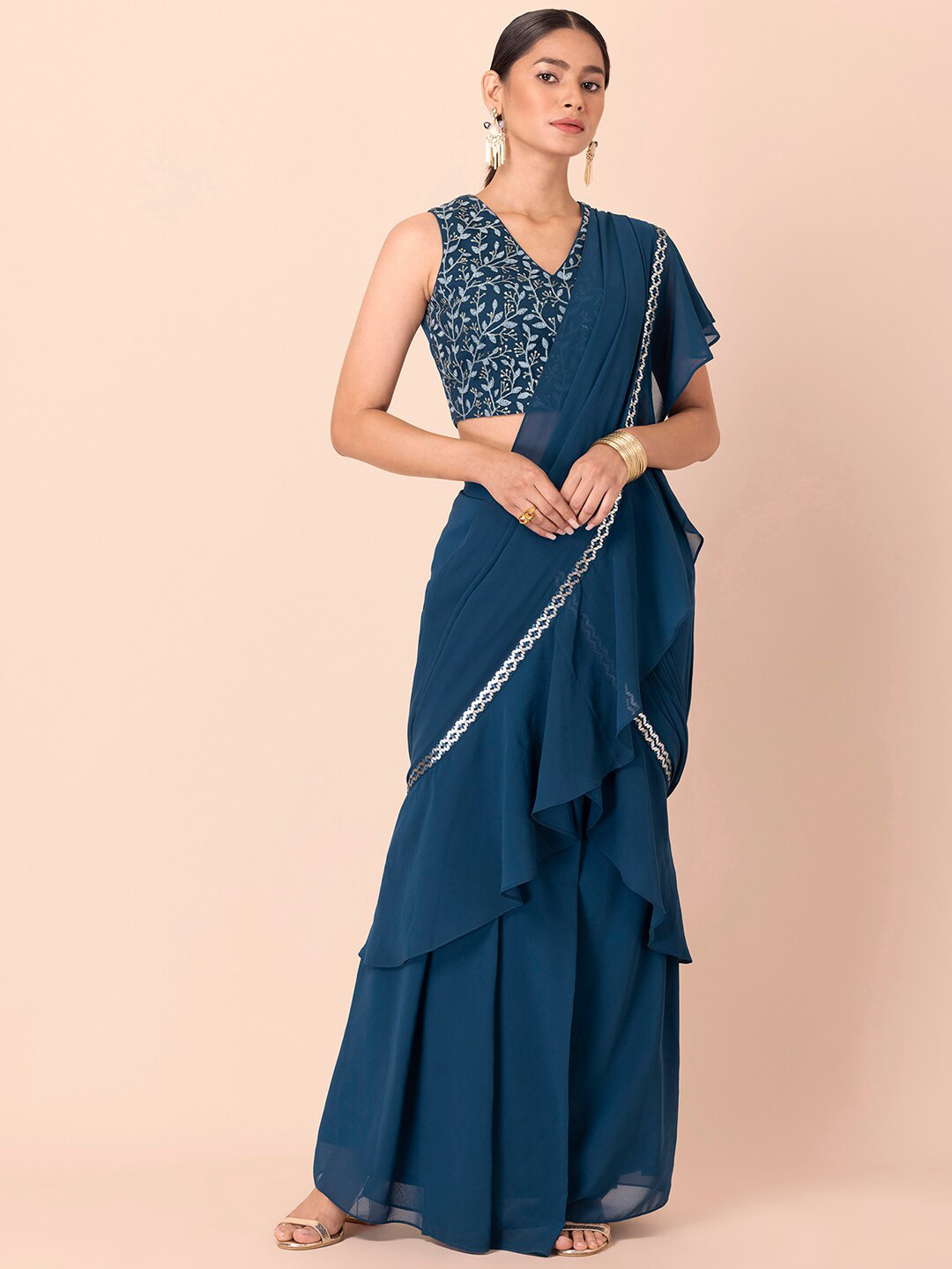 Buy INDYA Sequinned Ruffled Saree - Sarees for Women 22323290 | Myntra
