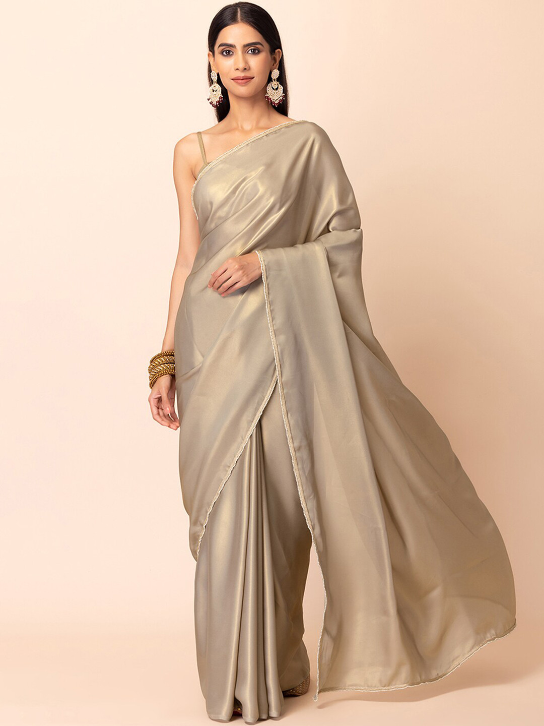 Buy INDYA Beads And Strones Embellished Georgette Saree - Sarees for ...