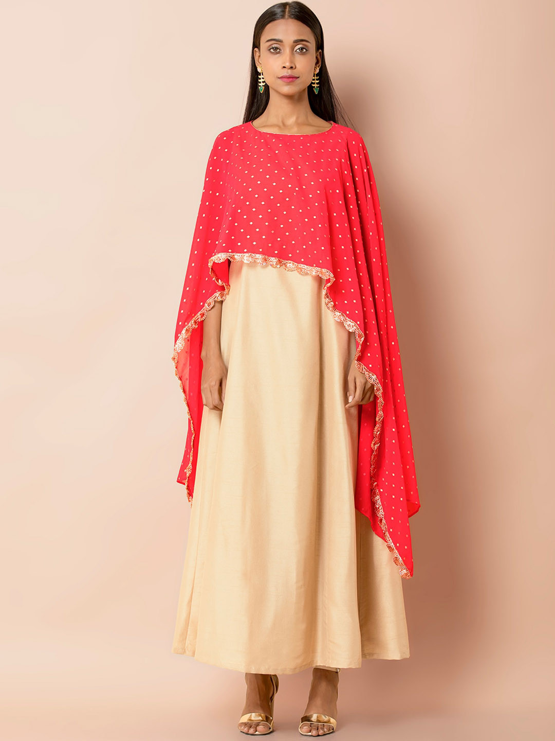 Buy INDYA Ethnic Dress With Attached Foil Cape - Ethnic Dresses for ...