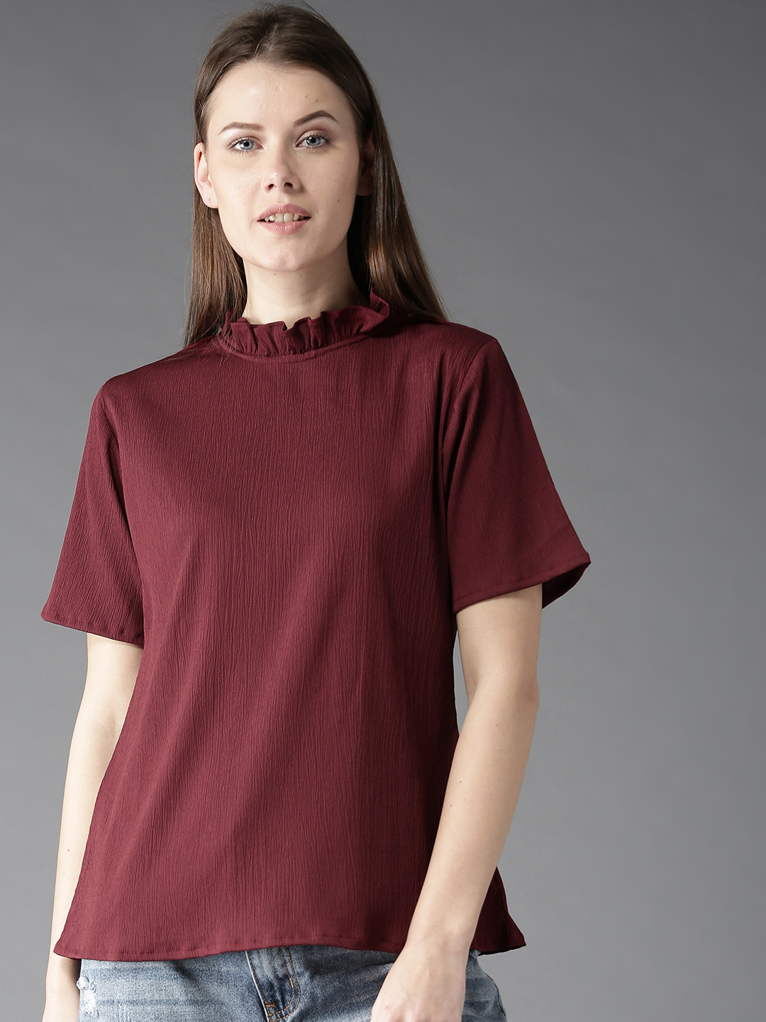 Buy HERE&NOW Women Maroon Solid Top - Tops for Women 2232809 | Myntra