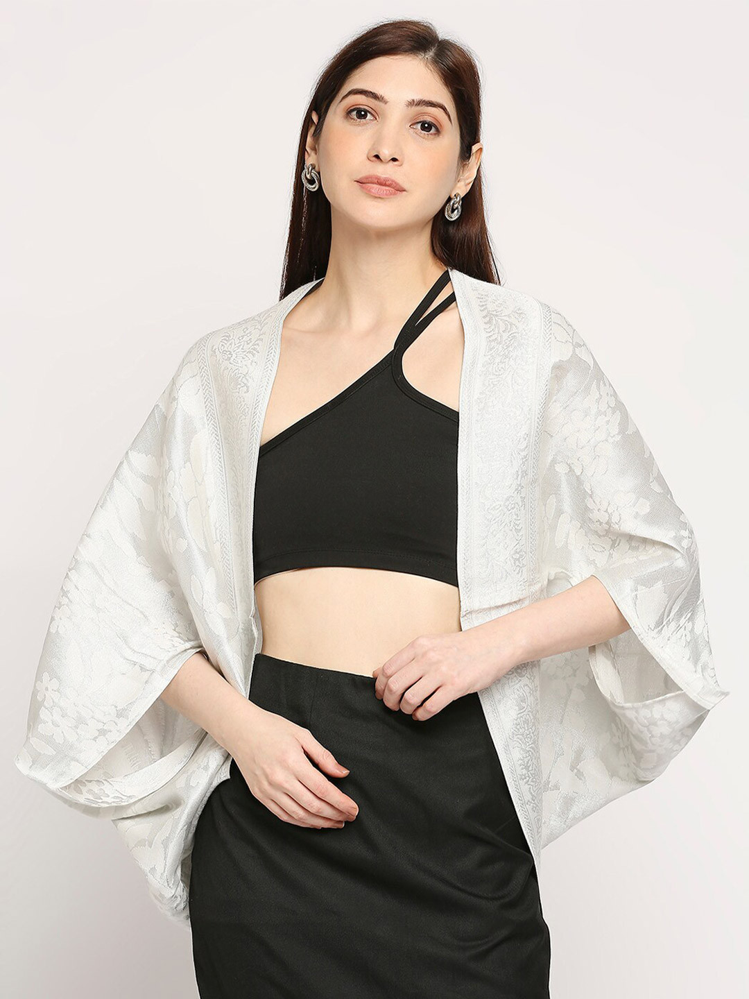 Buy Cloth Haus India Brocade Weaving Cape Shrug - Shrug for Women ...