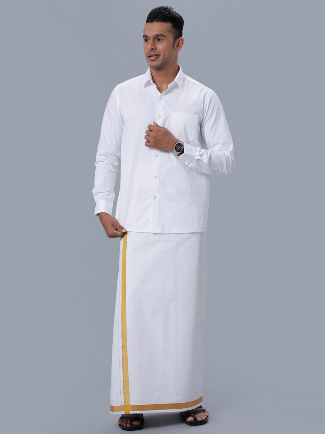 Buy Ramraj Men Pure Cotton Shirt & Veshti Set - Clothing Set for Men ...