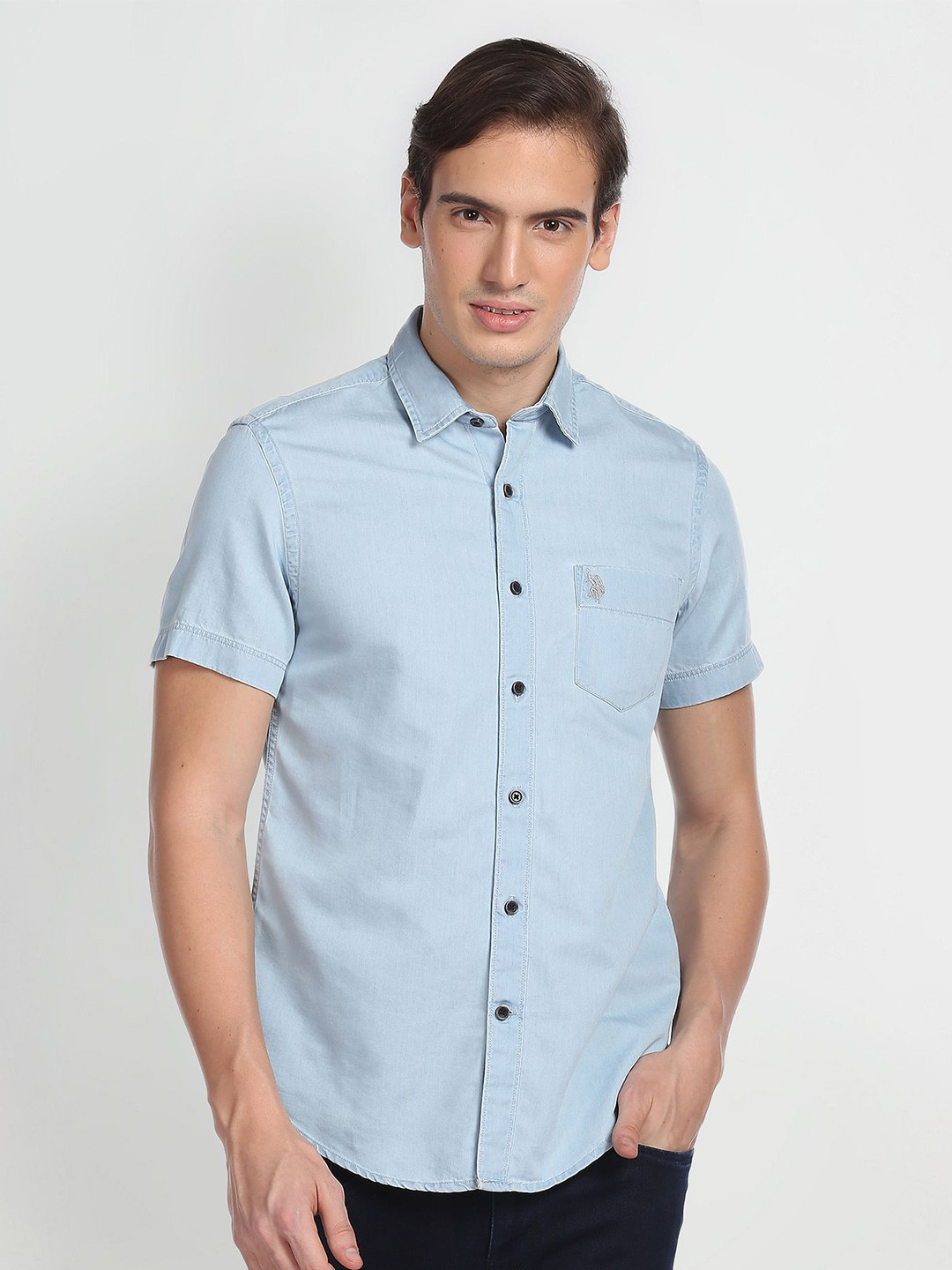 Buy U.S. Polo Assn. Denim Co. Men Pure Cotton Opaque Casual Shirt ...