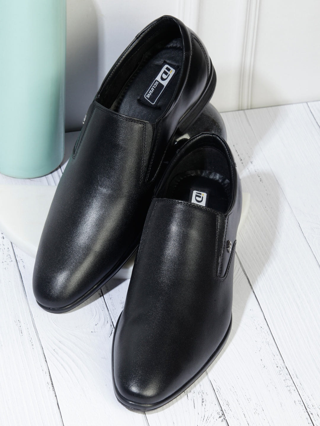 Buy ID Men Textured Leather Formal Slip Ons - Formal Shoes for Men ...