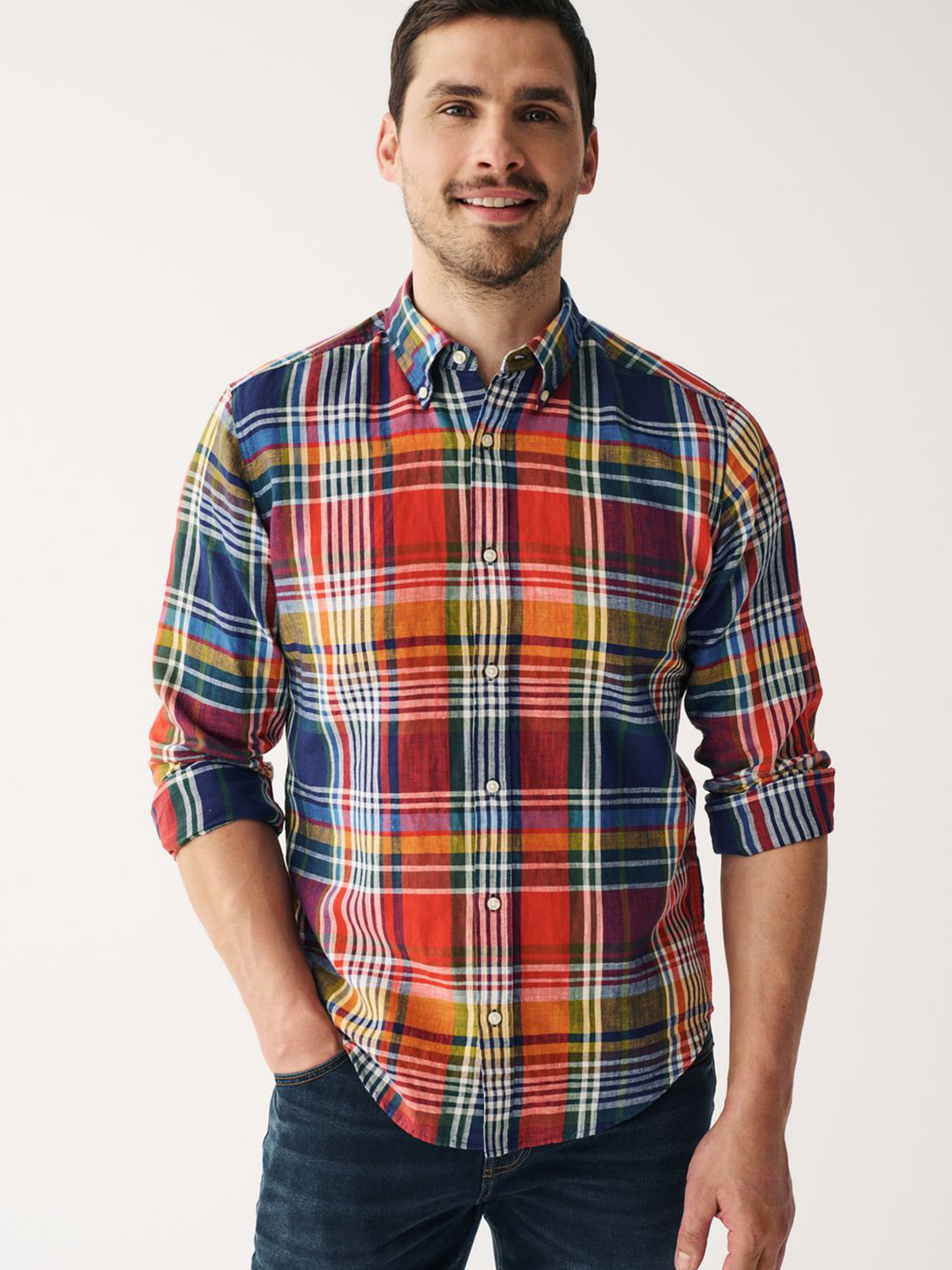 Buy NEXT Men Checked Linen Cotton Shirt - Shirts for Men 22335030 | Myntra