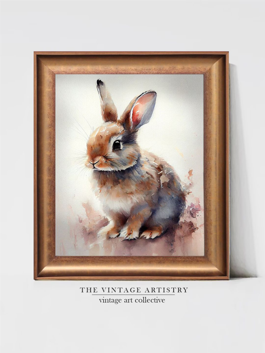 Buy THE VINTAGE ARTISTRY Brown & White Rabbit Painting Wall Art - Wall ...