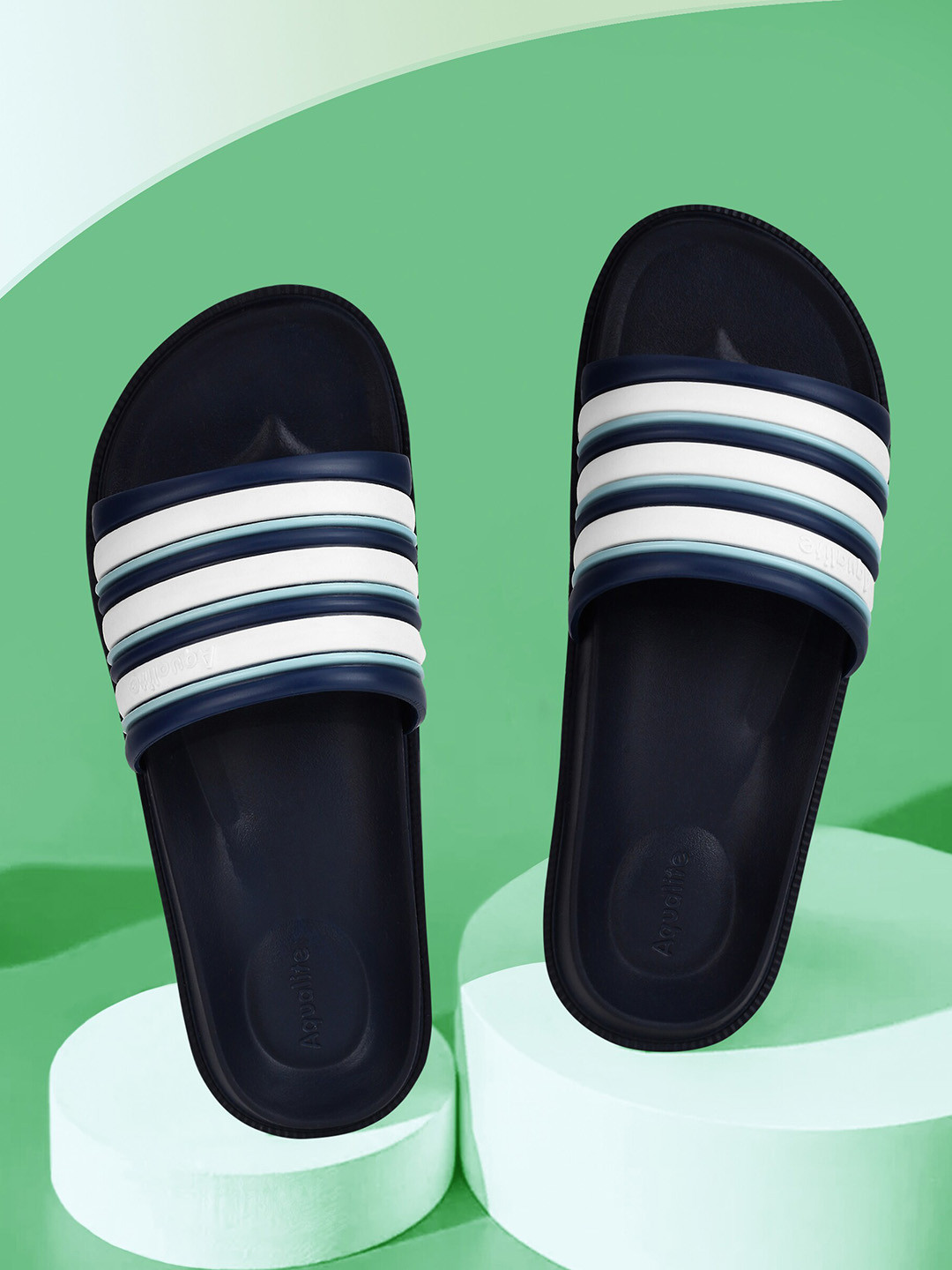 Buy Aqualite Men Striped Synthetic Sliders - Flip Flops for Men ...