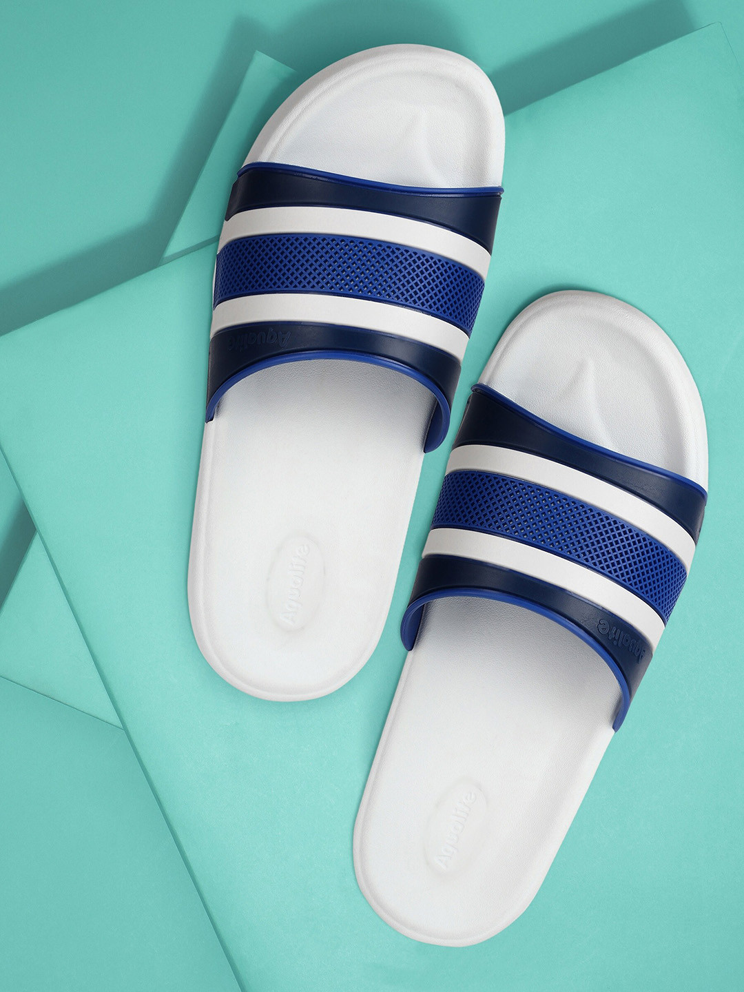 Buy Aqualite Men Striped Synthetic Sliders - Flip Flops for Men ...