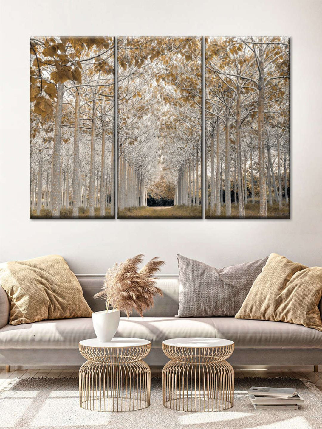 Buy POSTERS AND TRUSS 3 Pcs White & Gold Toned Printed Framed Wall Art ...