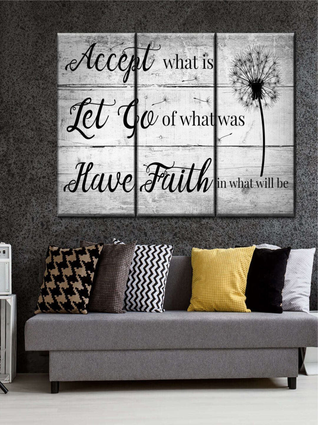 Buy POSTERS AND TRUSS 3 Pcs Black & Grey Inspirational Quotes Framed ...