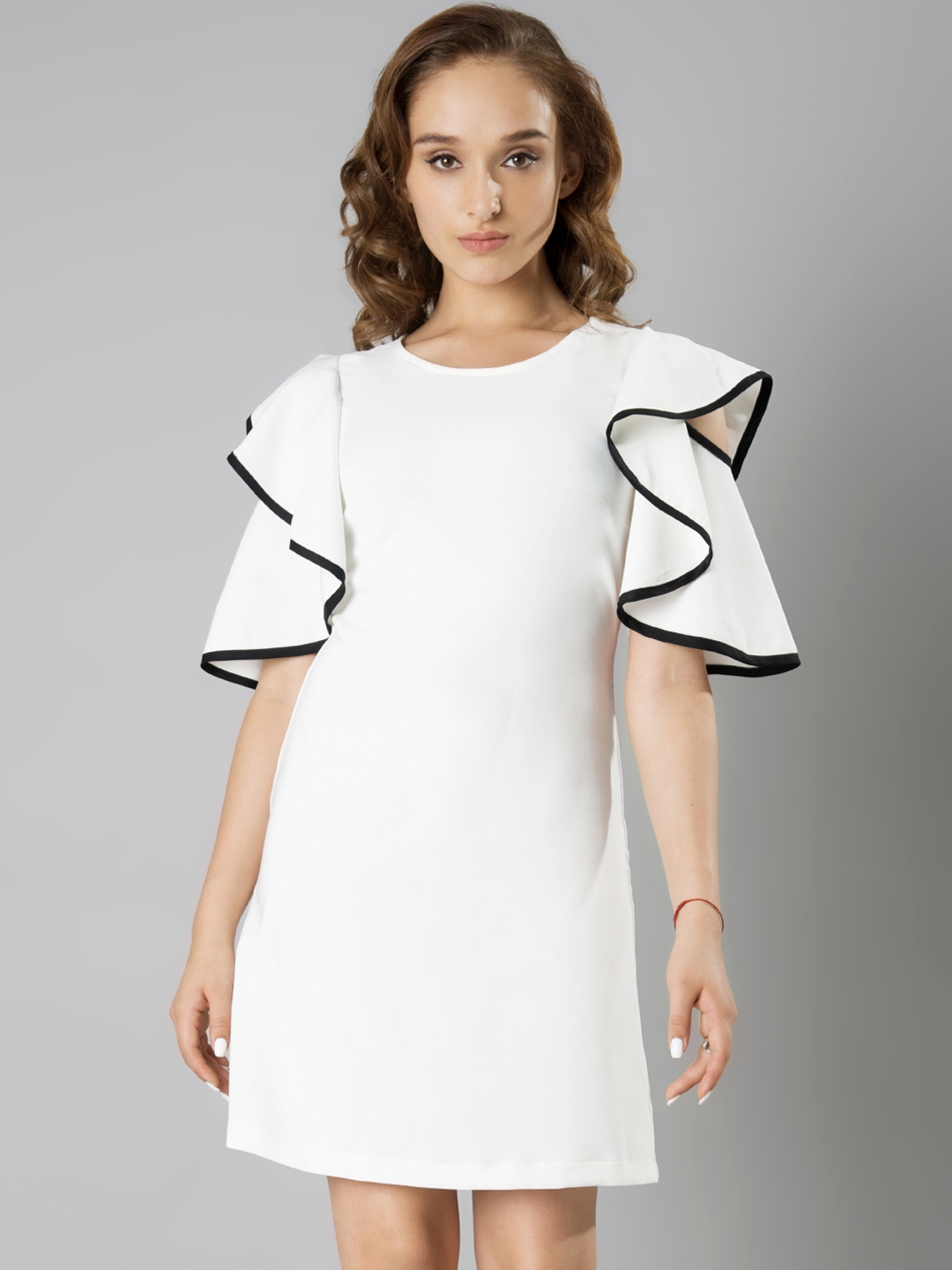 Buy Faballey Women White Solid A Line Dress Dresses For Women 2234557