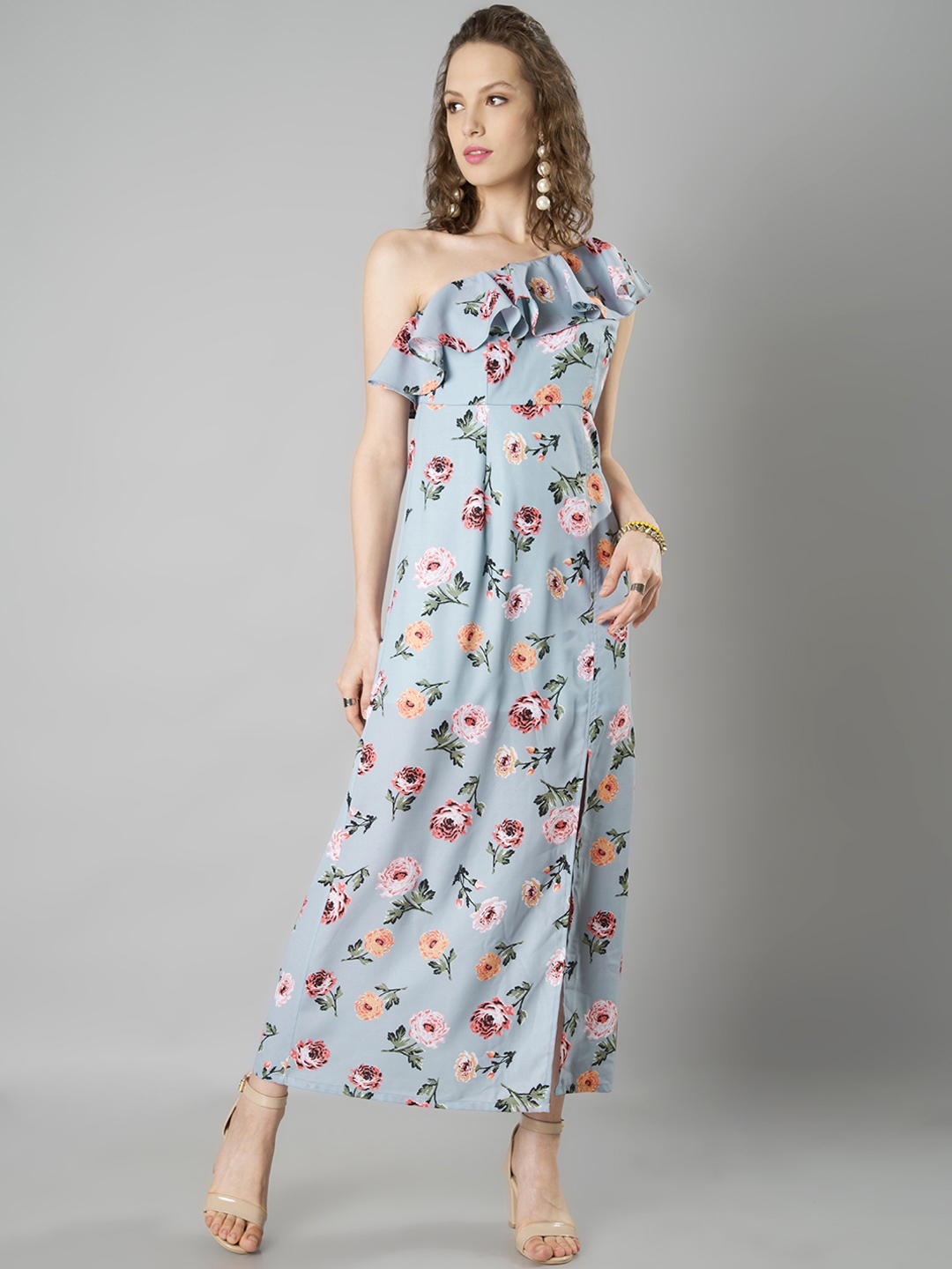 Buy Faballey Women Blue Solid Maxi Dress Dresses For Women 2234576