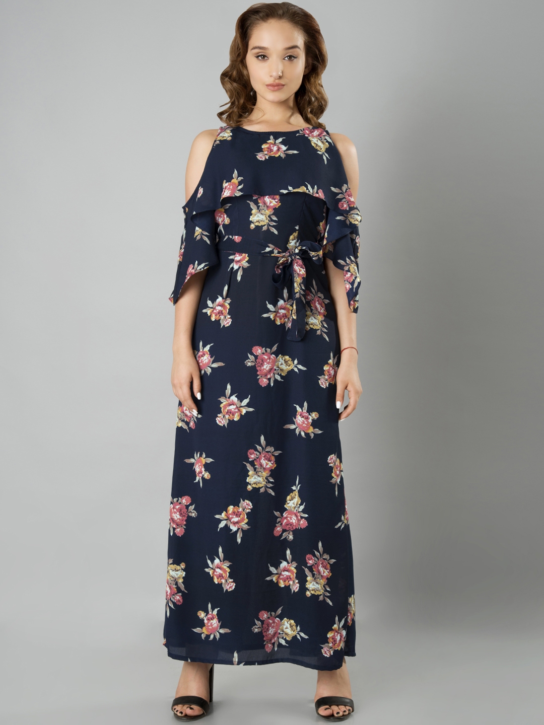 Buy Faballey Women Navy Blue Printed Maxi Dress Dresses For Women