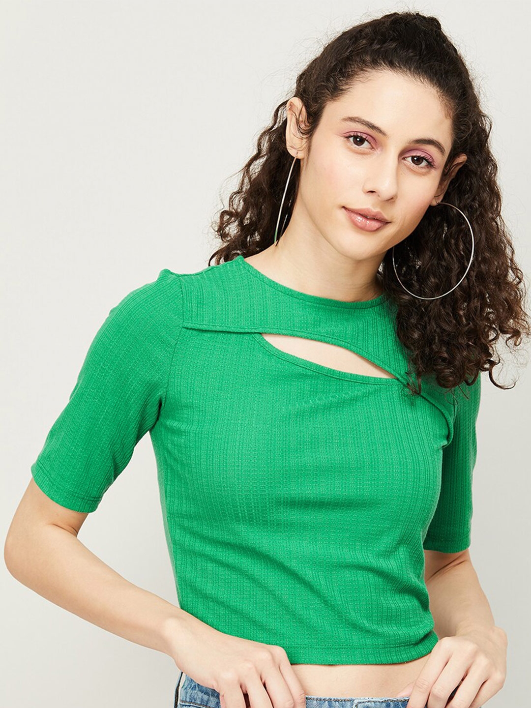 Buy Ginger By Lifestyle Cut Out Fitted Crop Top Tops For Women