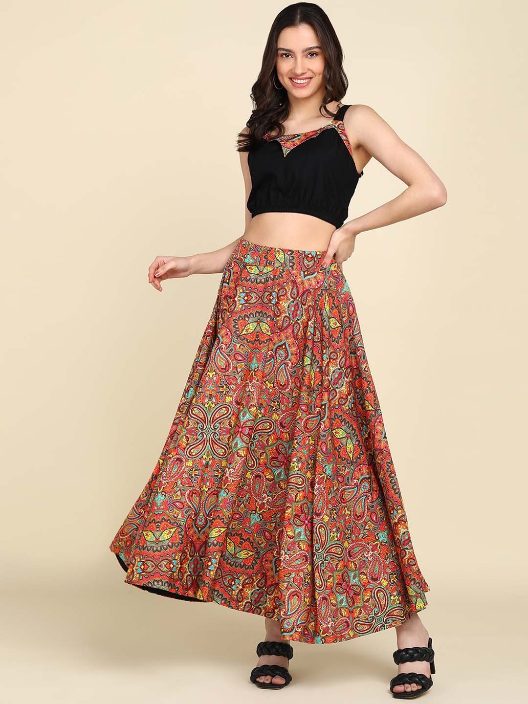 Buy Znx Clothing Crop Top With Ethnic Motifs Printed Skirt Co Ords Co