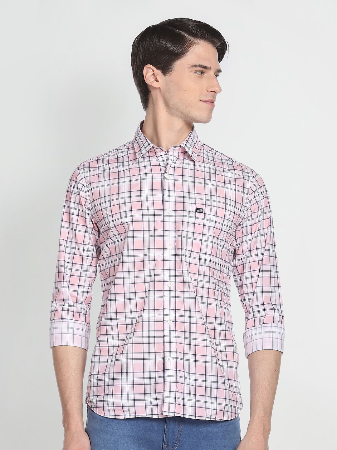 Buy Arrow Sport Men Pure Cotton Slim Fit Opaque Checked Casual Shirt