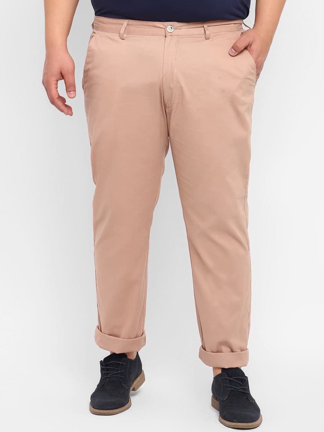 Buy Urbano Plus Plus Size Men Mid Rise Pure Cotton Chinos Trousers ...