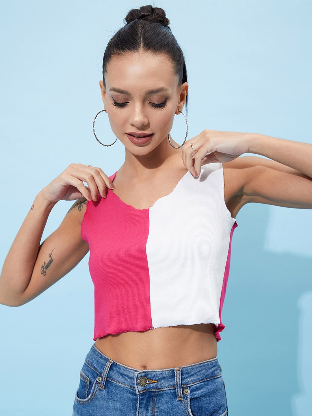 Buy Athena Colourblocked Cotton Crop Top - Tops for Women 22353290 | Myntra