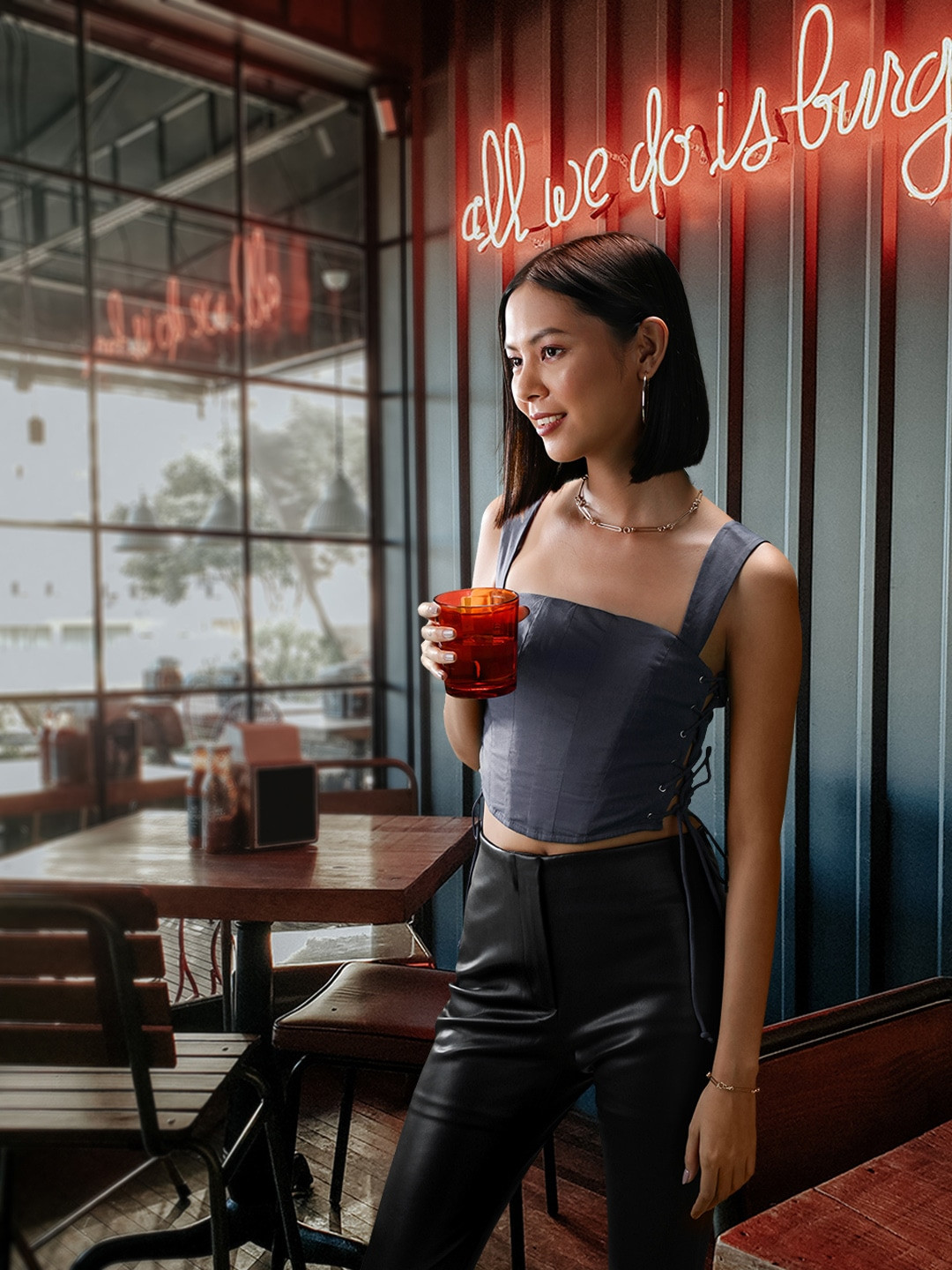 Buy FOREVER 21 Solid Shoulder Straps Fitted Crop Top With Tie Up Detailing - Tops for Women ...