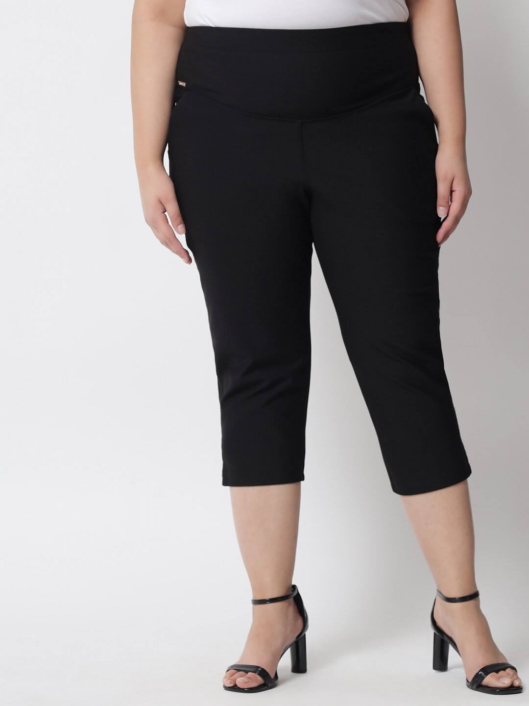 Buy Amydus Women Plus Size Capris Tummy Tucker High Rise Capris ...