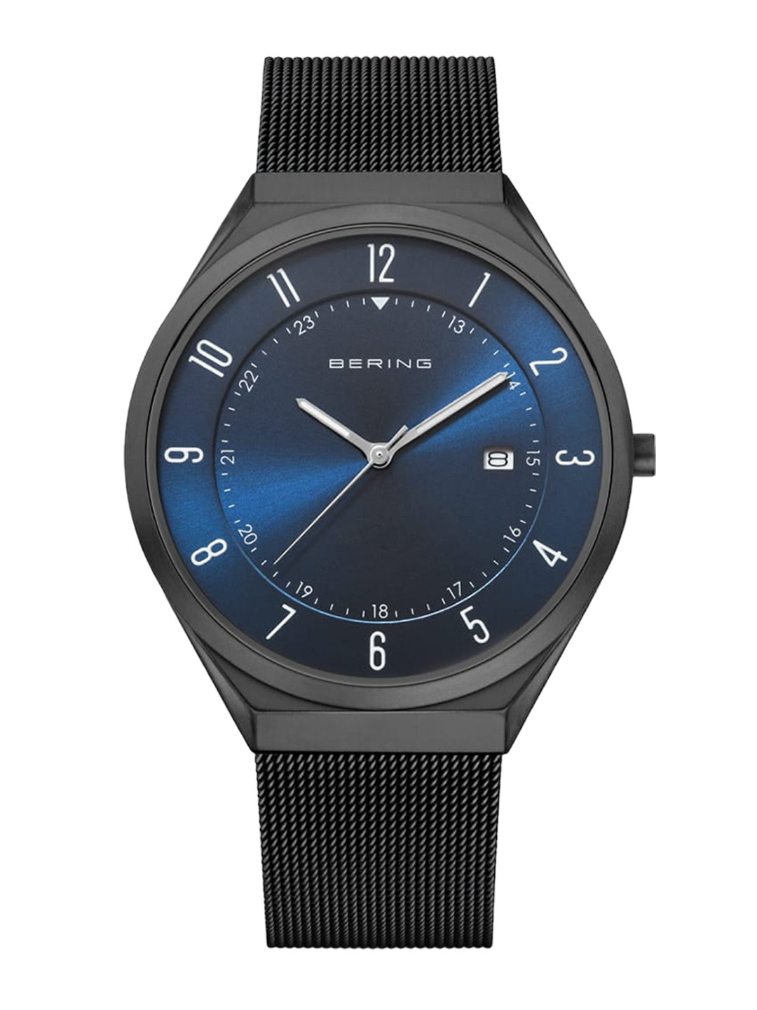 Buy BERING Men Blue Round Dial Stainless Steel Bracelet Style Straps ...