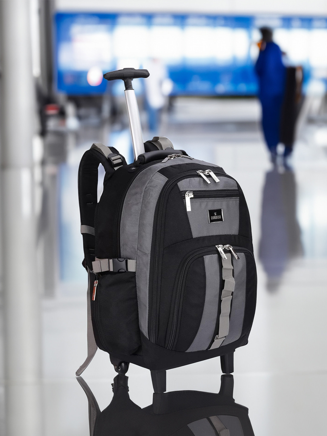 Buy THE CLOWNFISH Water Resistant Two Wheel Laptop Trolley Backpack ...