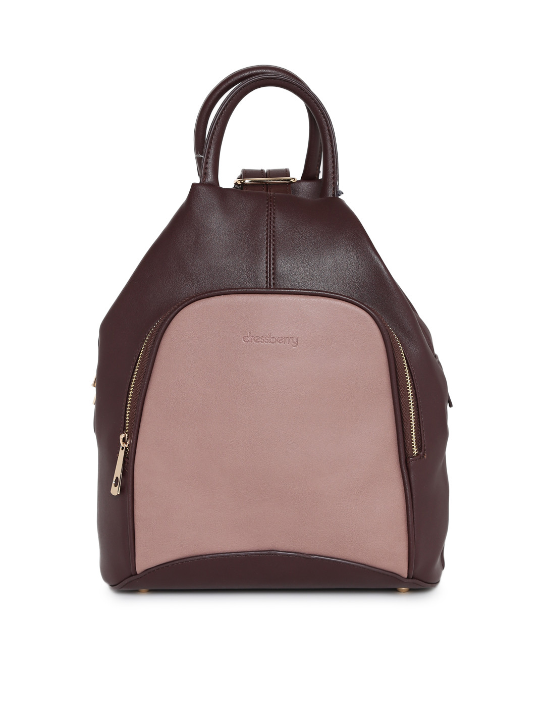 Buy DressBerry Women Burgundy & Pink Colourblocked Backpack - Backpacks ...