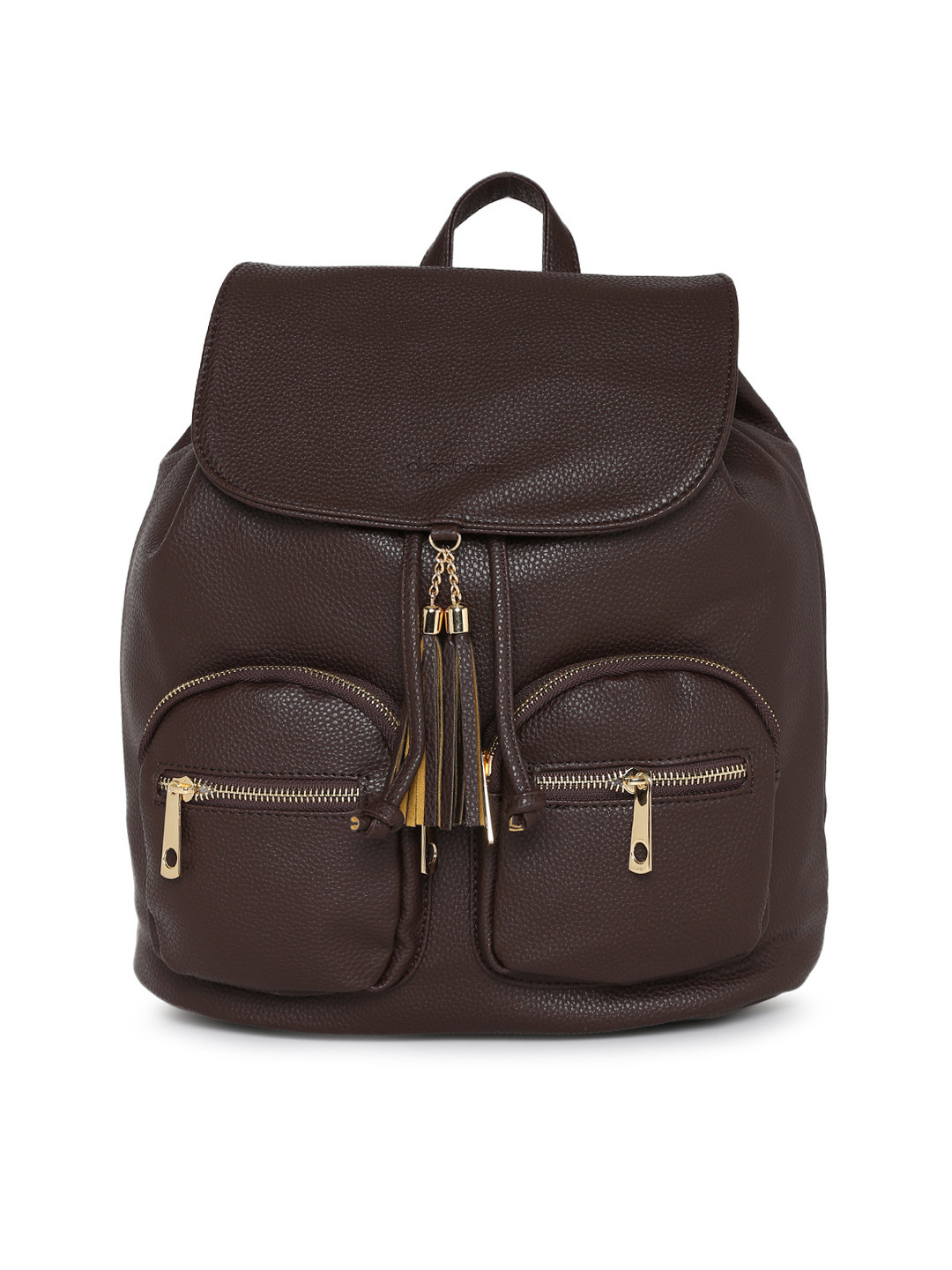 Buy DressBerry Women Coffee Brown Solid Backpack - Backpacks for Women ...