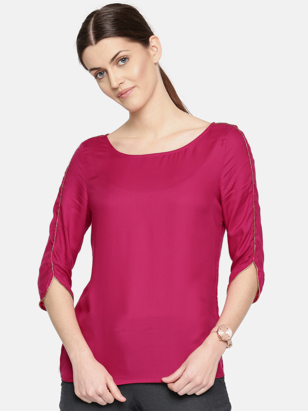 Buy Arrow Woman Women Magenta Solid Top - Tops for Women 2237373 | Myntra