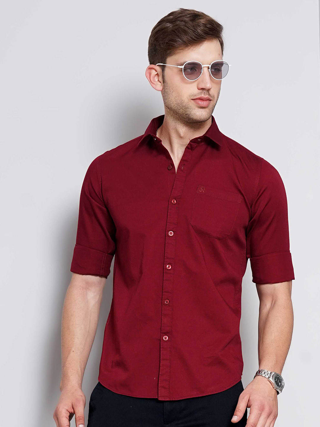 Buy SORATIA Men Maroon Slim Fit Opaque Cotton Casual Shirt - Shirts for ...