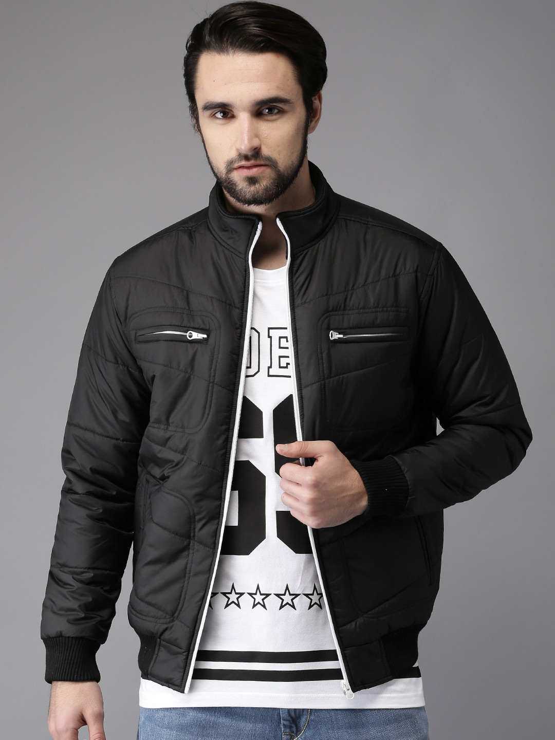 Buy Moda Rapido Men Black Solid Padded Jacket - Jackets for Men 2237740 ...