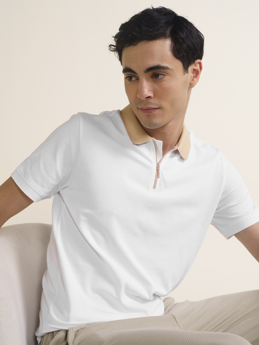 Buy DaMENSCH Men Solid Contrast Polo Collar Constant All Degree ...