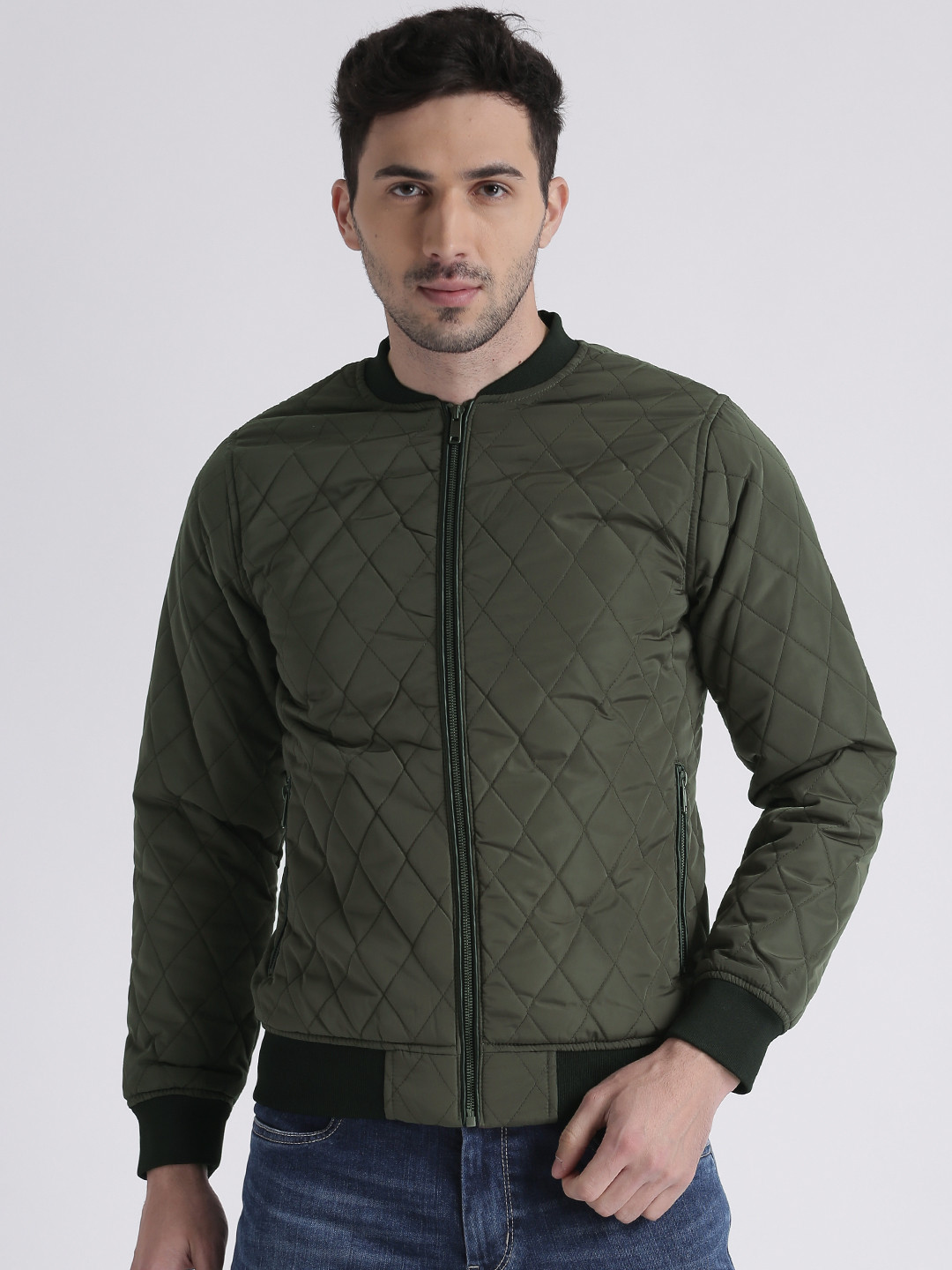 Buy Splash Men Olive Green Solid Quilted Jacket - Jackets for Men ...